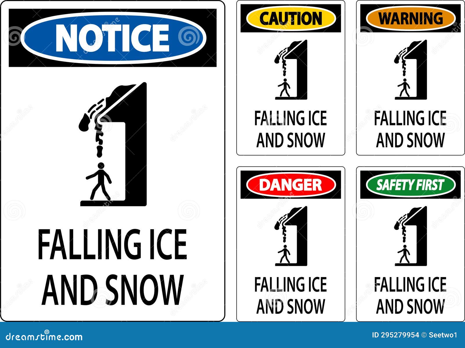 Ice and Snow Warning Sign Caution - Falling Ice and Snow Sign Stock ...