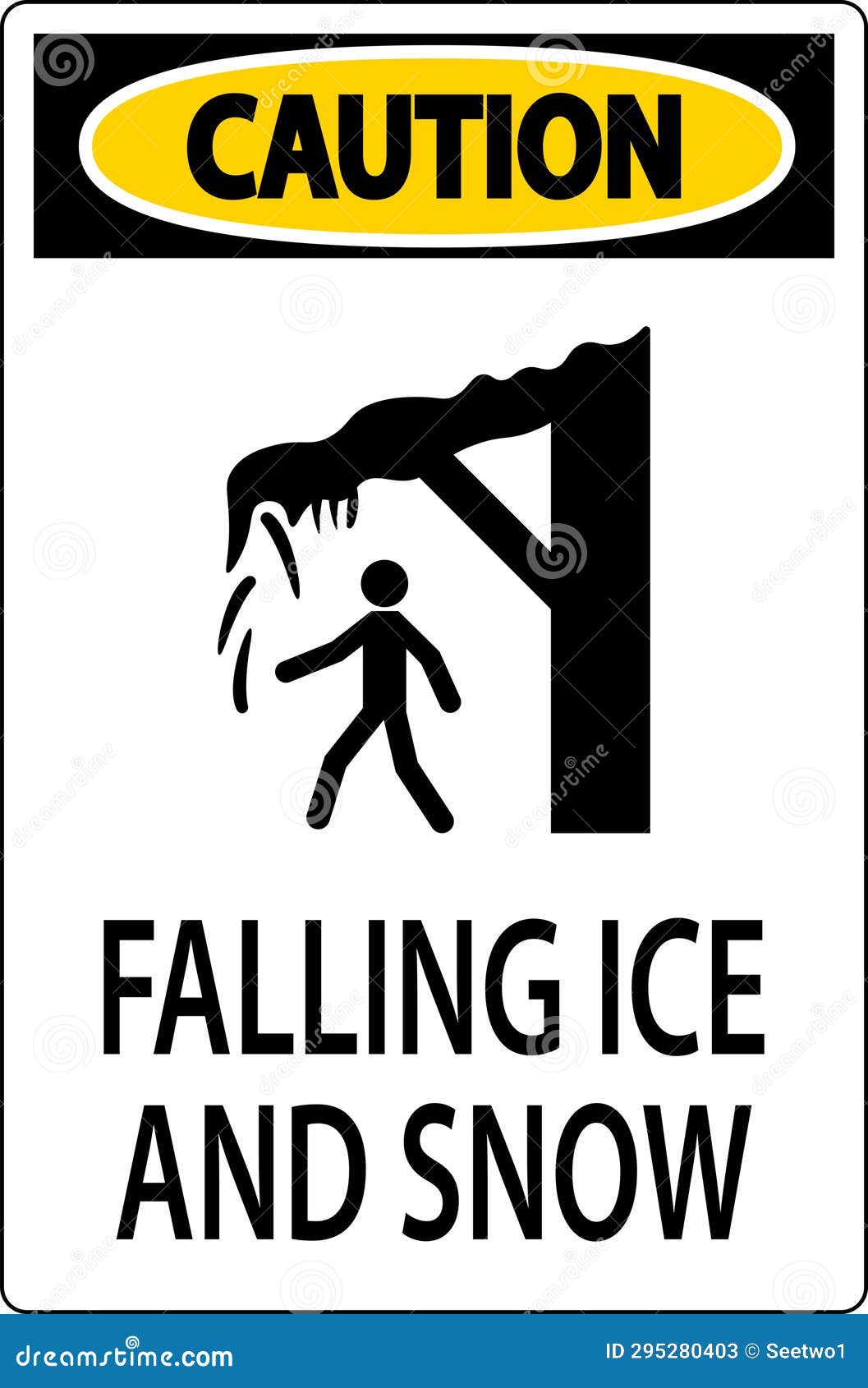 Ice and Snow Warning Sign Caution - Falling Ice and Snow Sign Stock ...