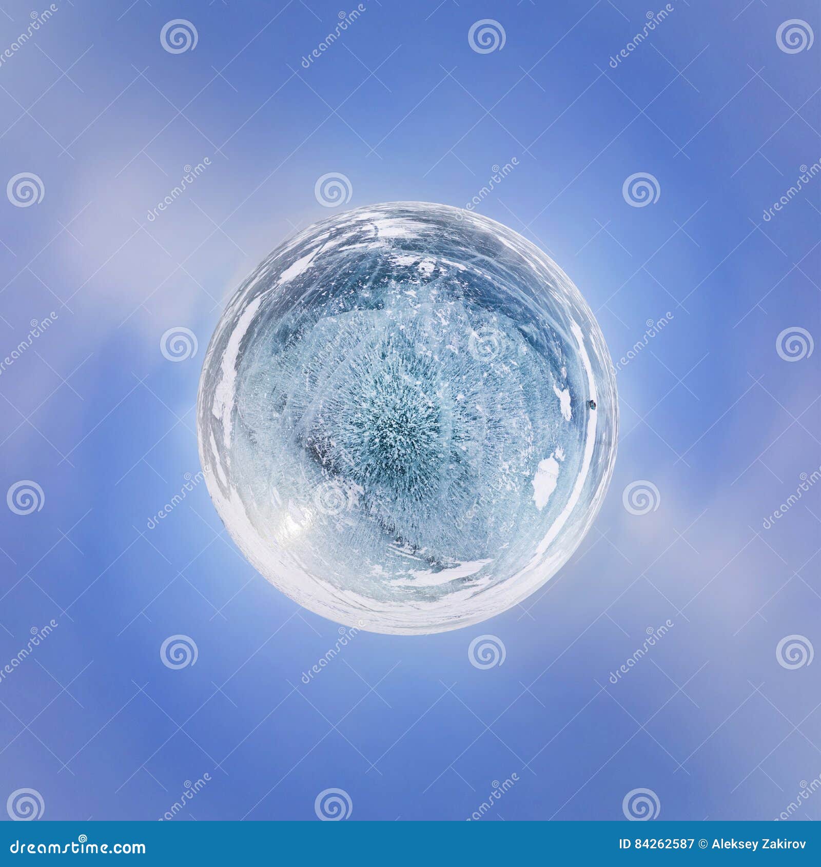 Ice Sphere Bubbles Frozen. Panorama of Little Planet Stock Image ...