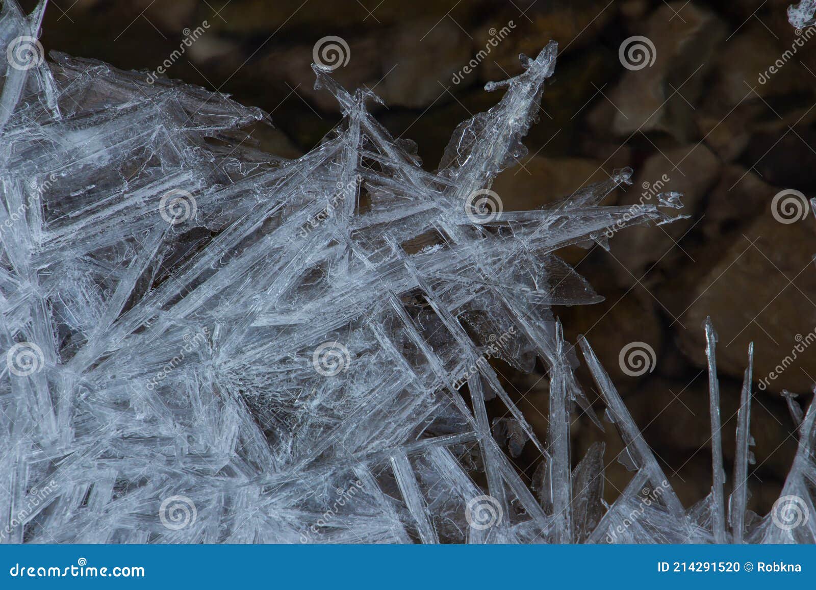 Ice Spike Crystal Structure Over Rocks Stock Photo - Image of texture ...