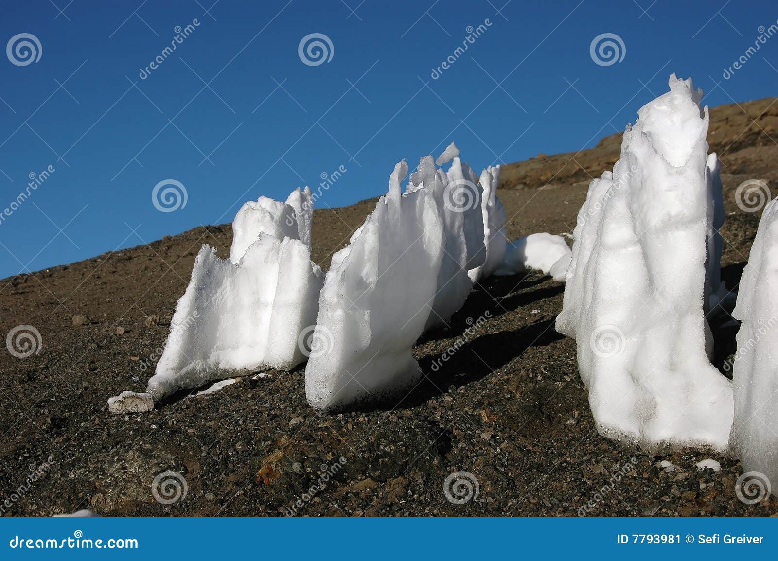 Ice Spikes at the Summit of Mount Kilimanjaro Stock Image - Image of ...