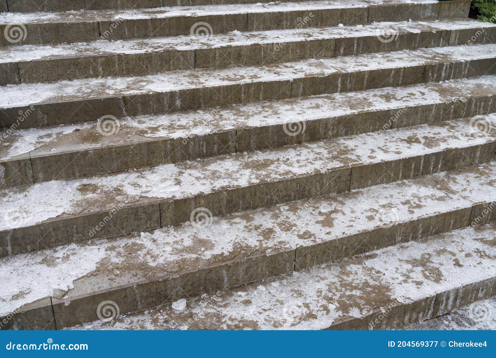 Ice on the Stair Steps is a Hazard To Pedestrian Traffic. Stock Image ...