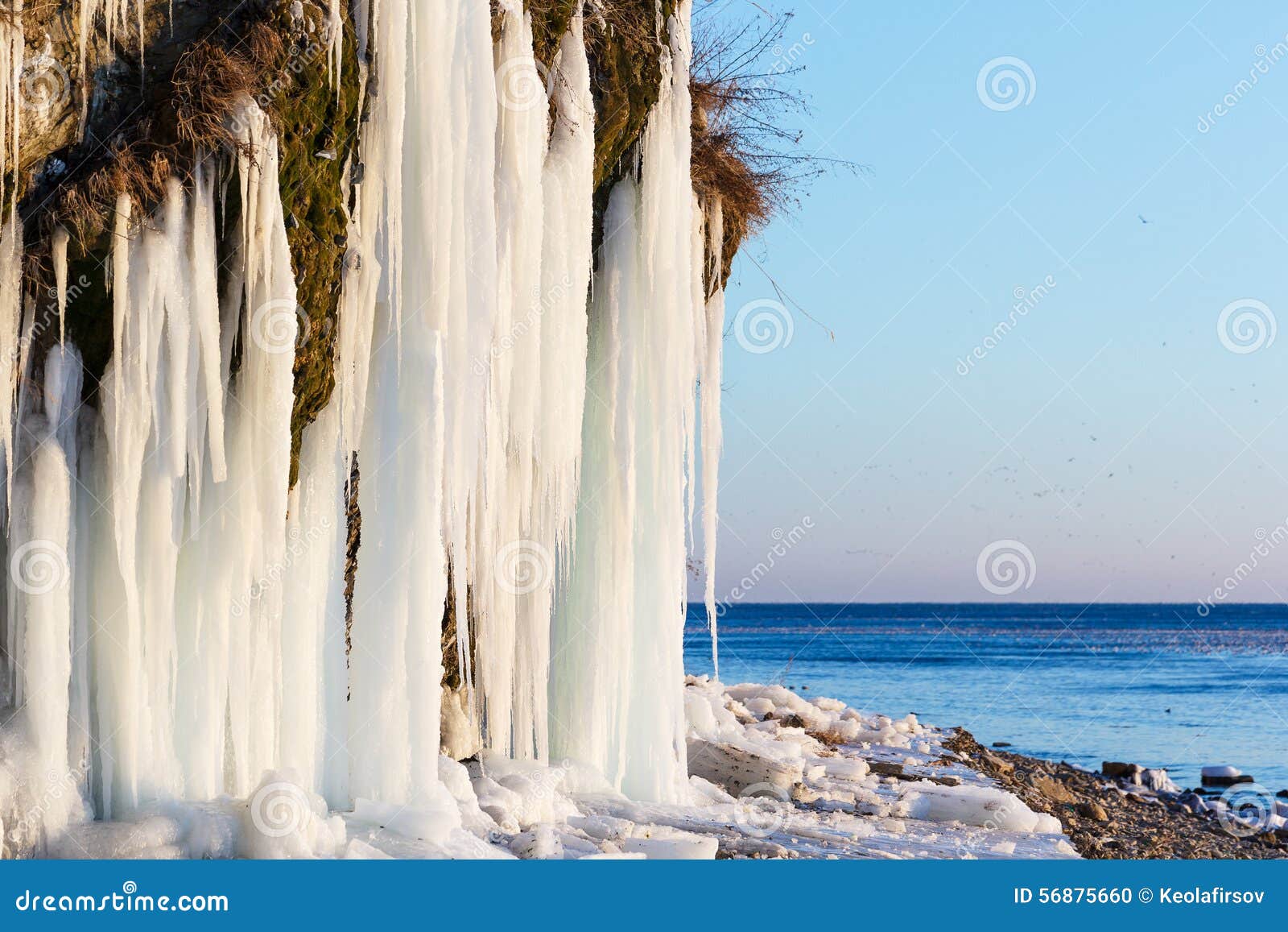 Ice Stalactites in Anapa, Russia Stock Photo - Image of beach, russia ...