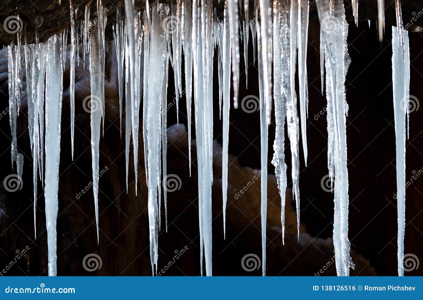 Ice Stalactites in the Cave Stock Photo - Image of dark, cool: 138126516