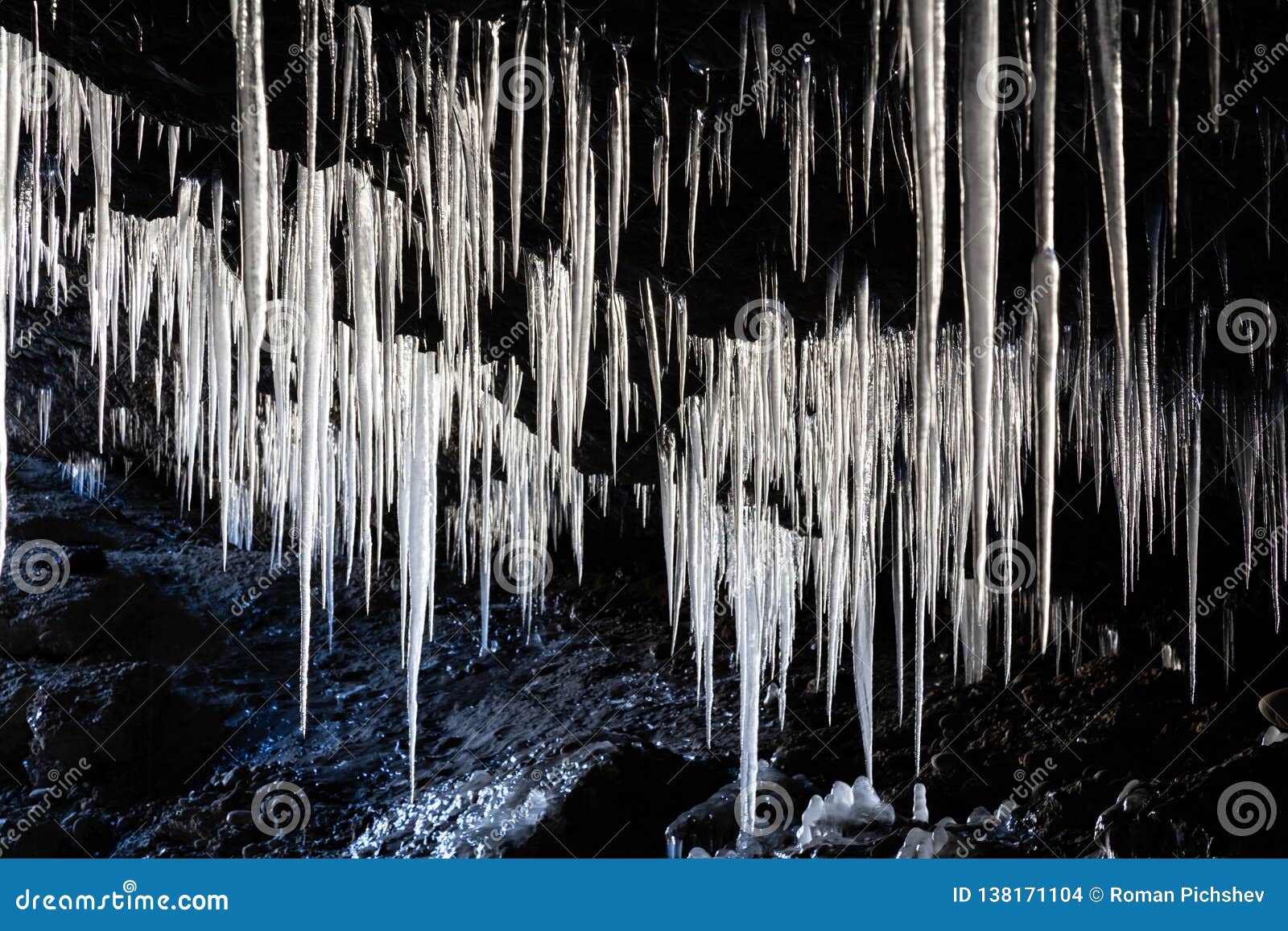 Ice Stalactites in the Cave Stock Photo - Image of freezing, flow ...
