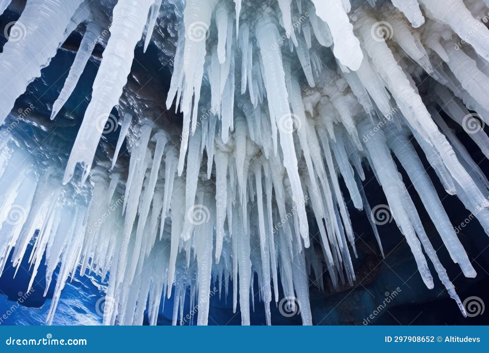 Ice Stalactites Hanging from a Frozen Surface Stock Photo - Image of ...