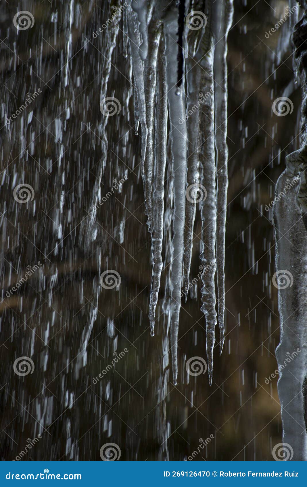 Ice Stalagtites Formed in a Natural Waterfall Stock Photo - Image of ...