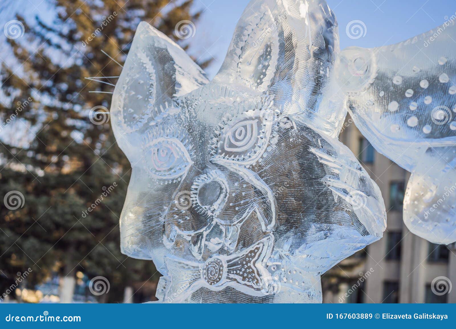 Ice Statue Made of Ice on a Frosty Winter Day Stock Image - Image of ...