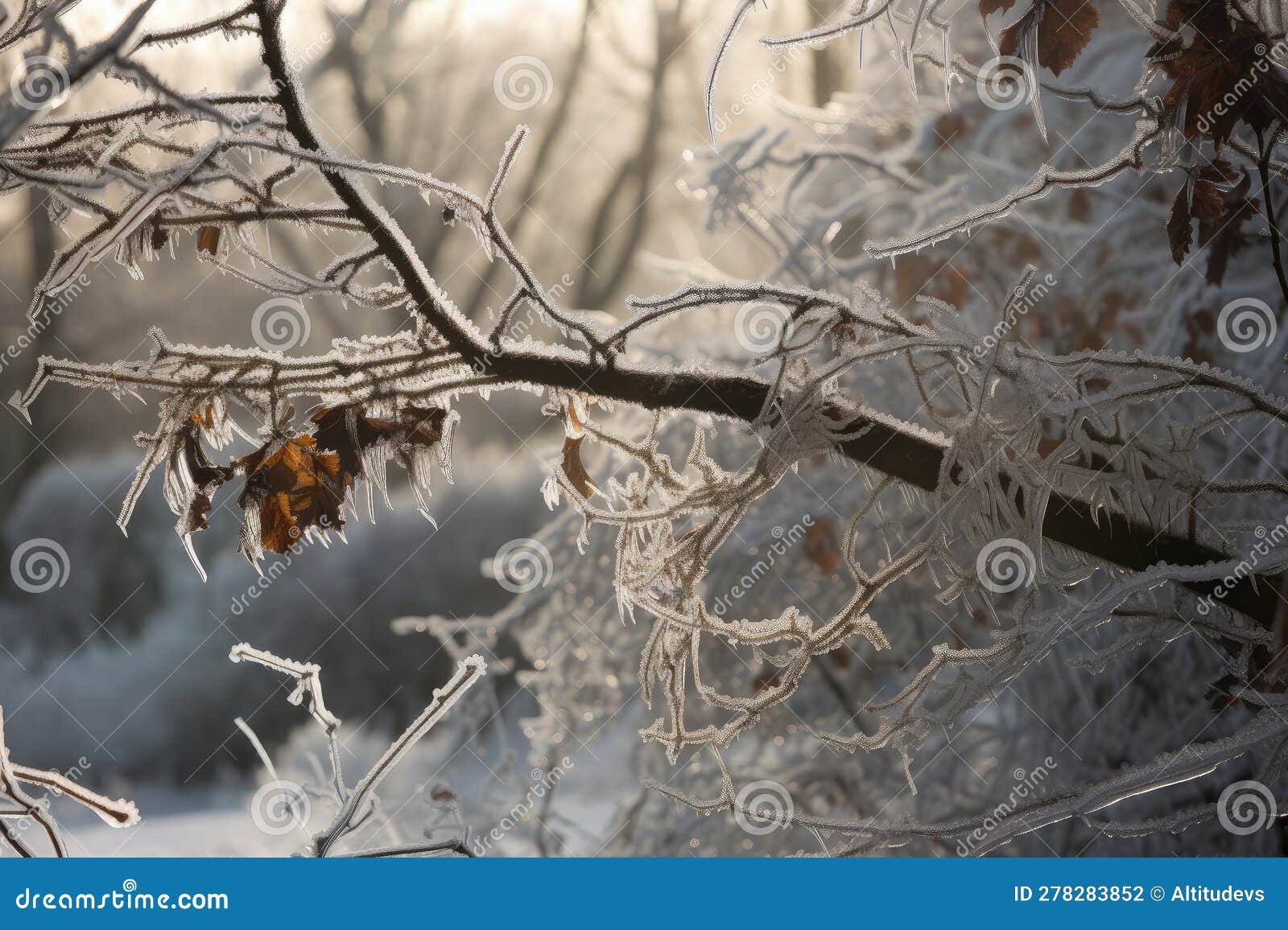 Ice Storm, with Frozen Branches and Twigs Covered in Snow Stock Photo ...