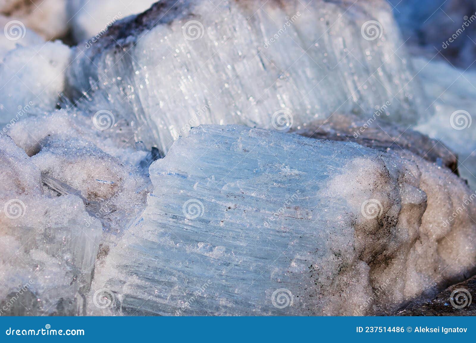 Ice Structure of River Hummocks in Spring. Selective Focus. Stock Photo ...