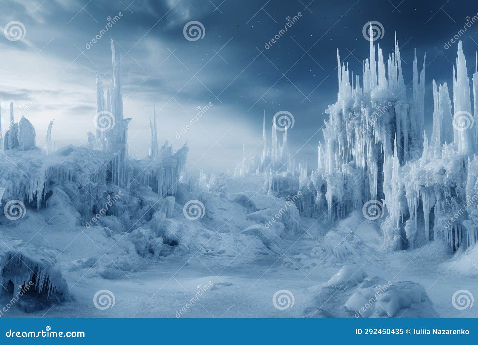 An Ice Structure with Sharp Spikes at the Top. AI Generated Stock Image ...