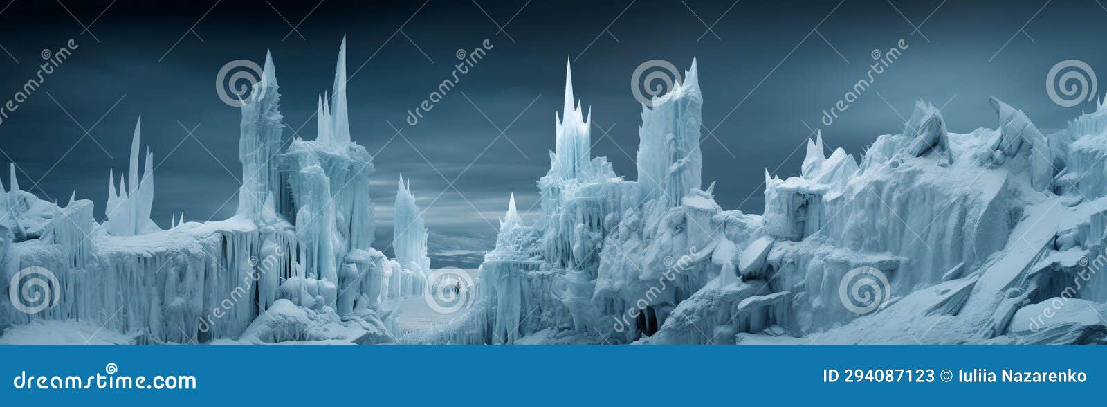 An Ice Structure with Sharp Spikes at the Top. AI Generated Stock Image ...