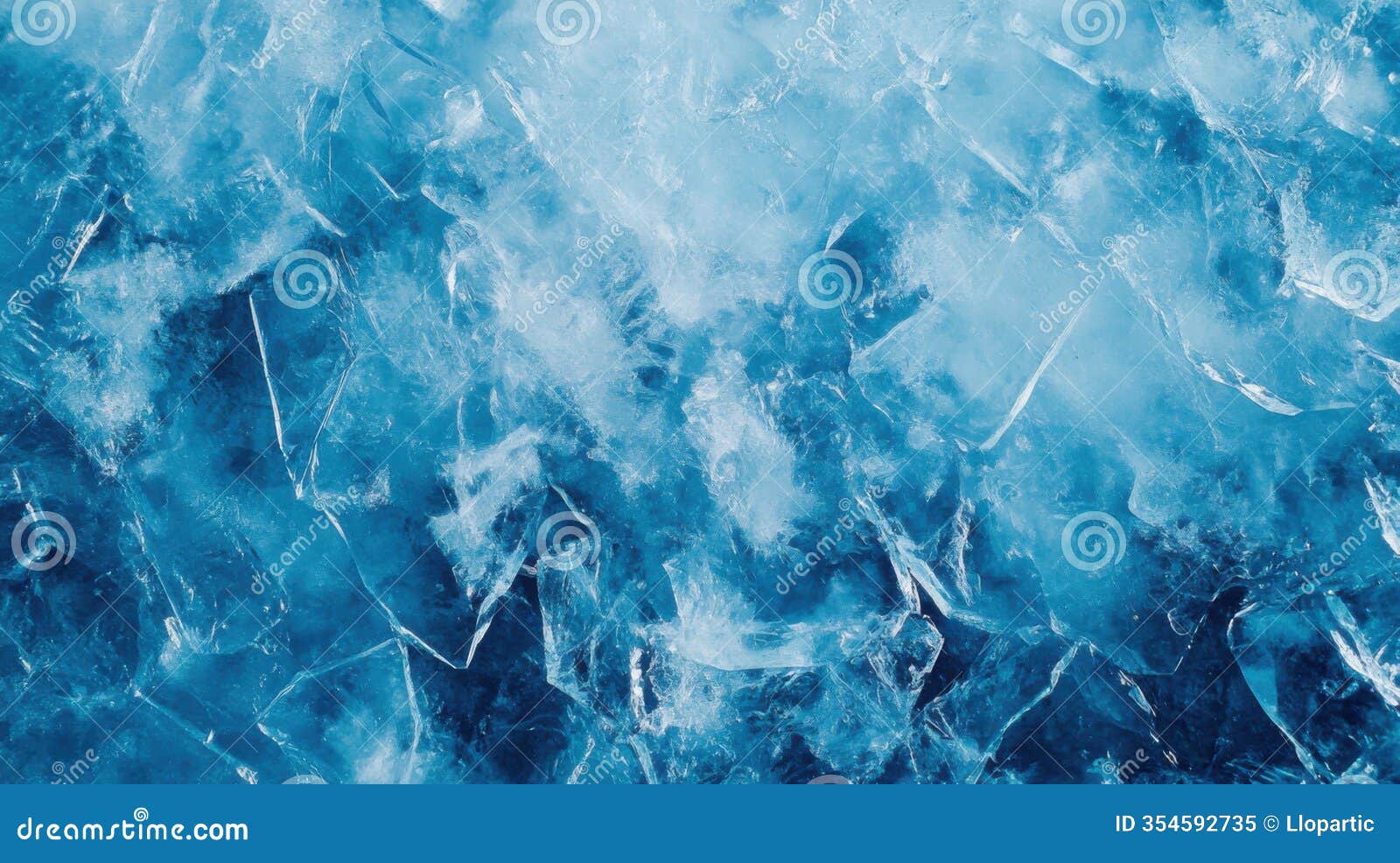 Ice Surface Cracking Creating Beautiful Shapes with Blue Light Shining ...
