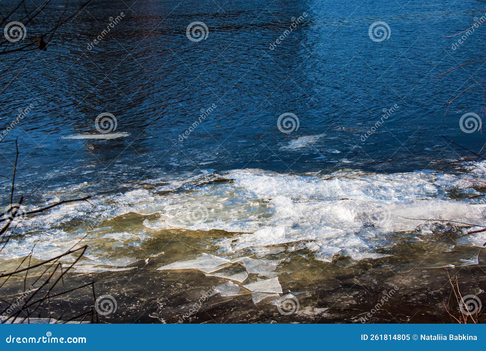 Ice Surface of the River. the Texture of Fragments of Ice and Water ...