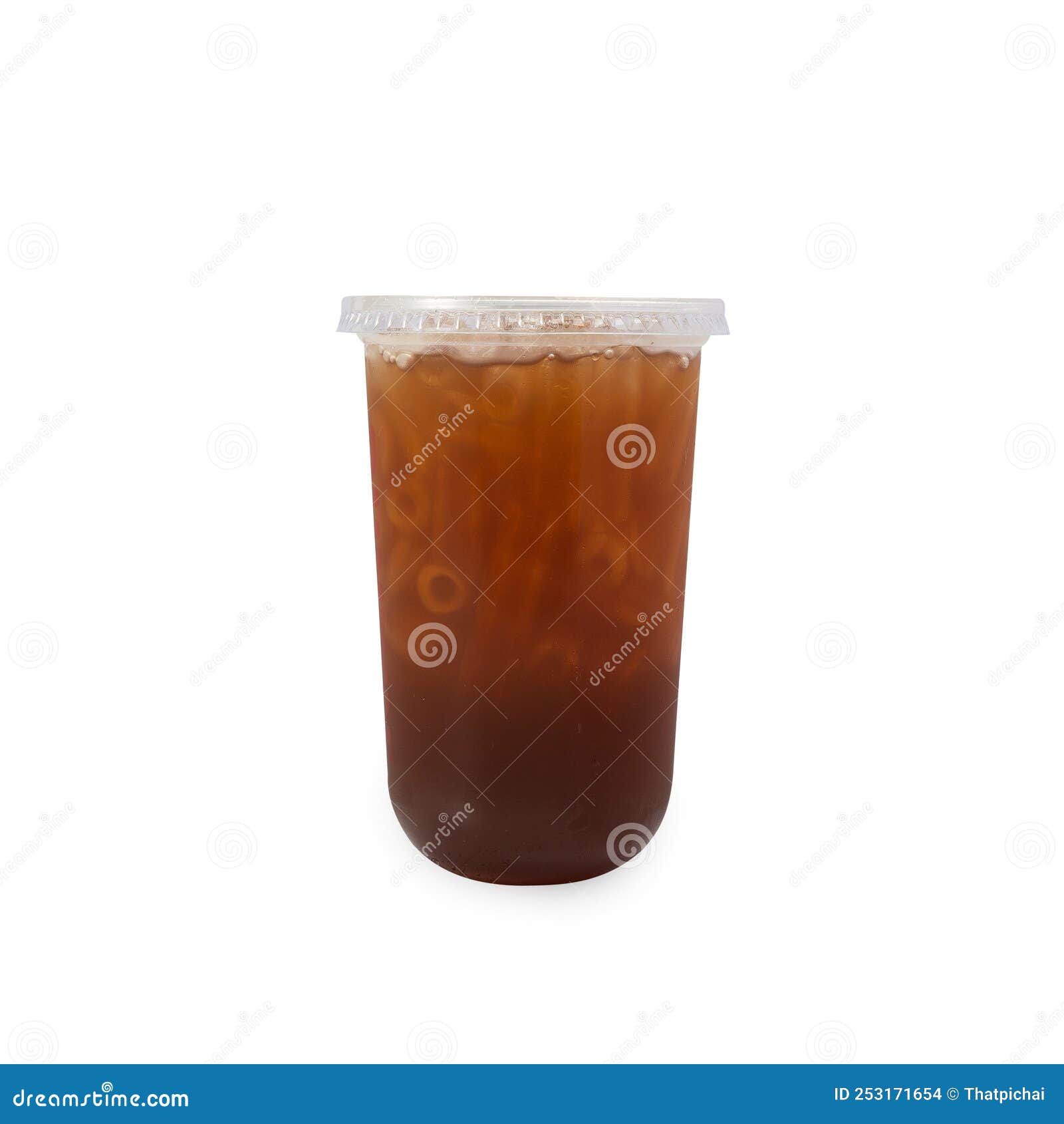 Ice Tea in Clear Plastic Glass Isolated on White Background with ...