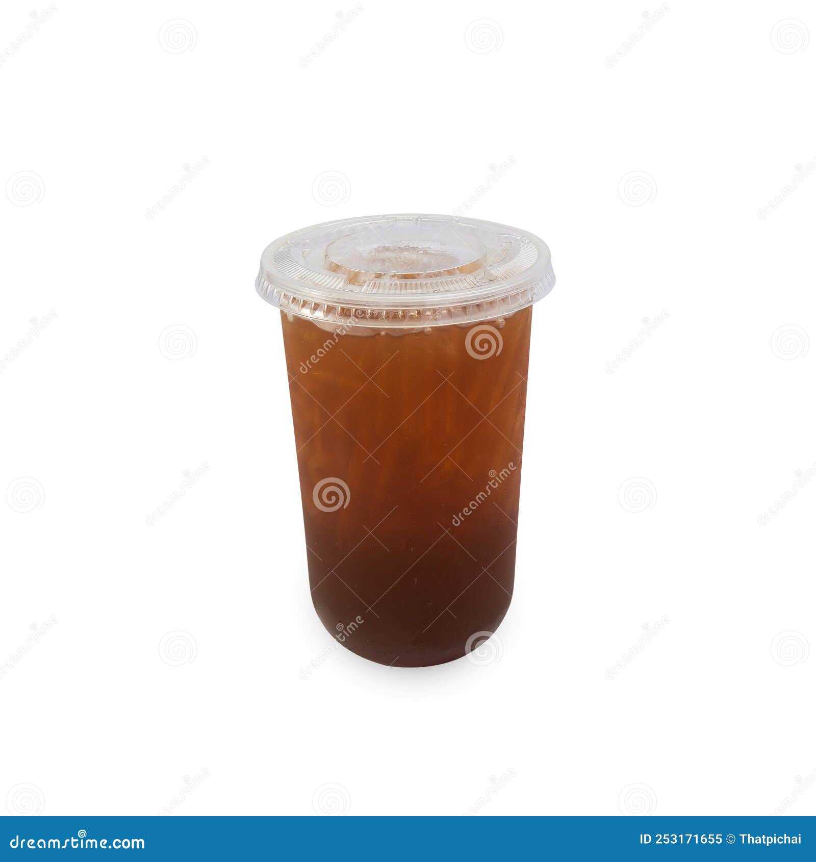 Ice Tea in Clear Plastic Glass Isolated on White Background with ...