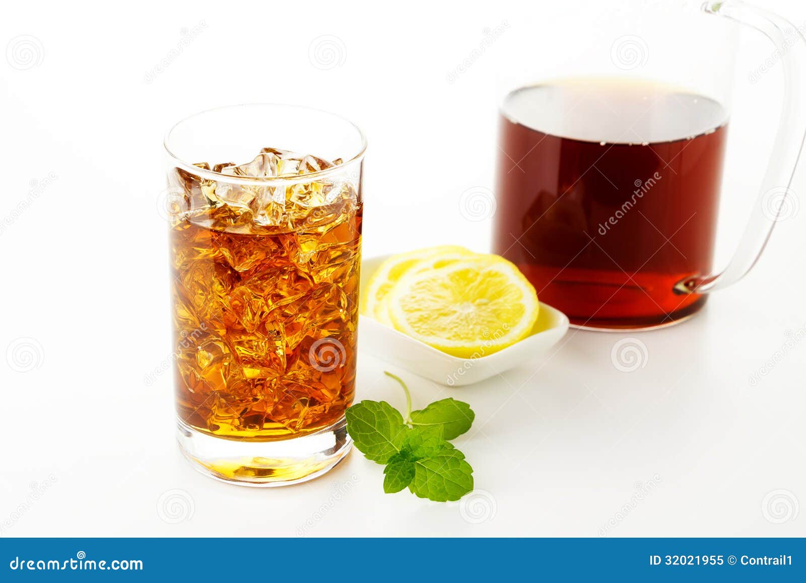 Ice tea stock image. Image of pitcher, summer, citrus - 32021955