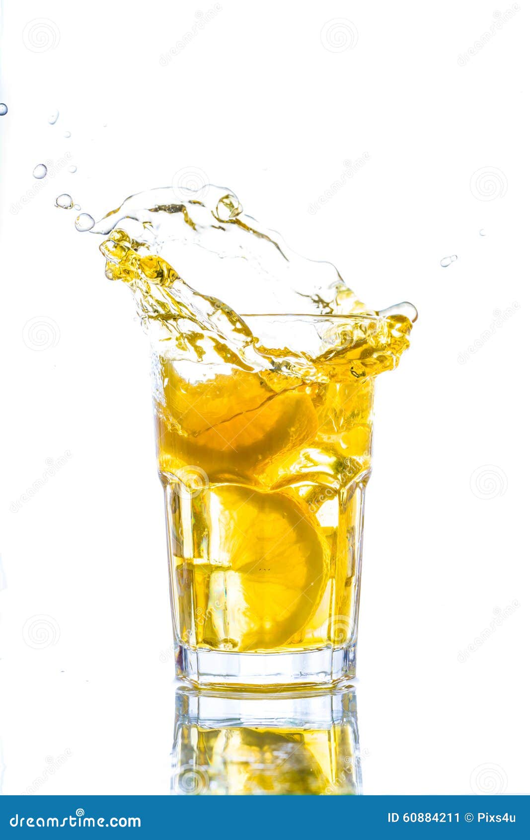 Ice tea with lemon splash stock image. Image of glass - 60884211