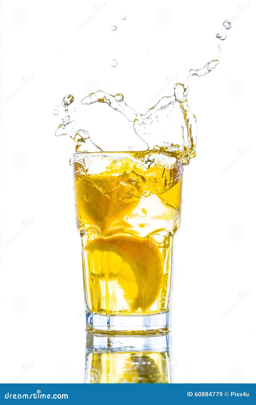Ice tea with lemon splash stock image. Image of cold - 60884779