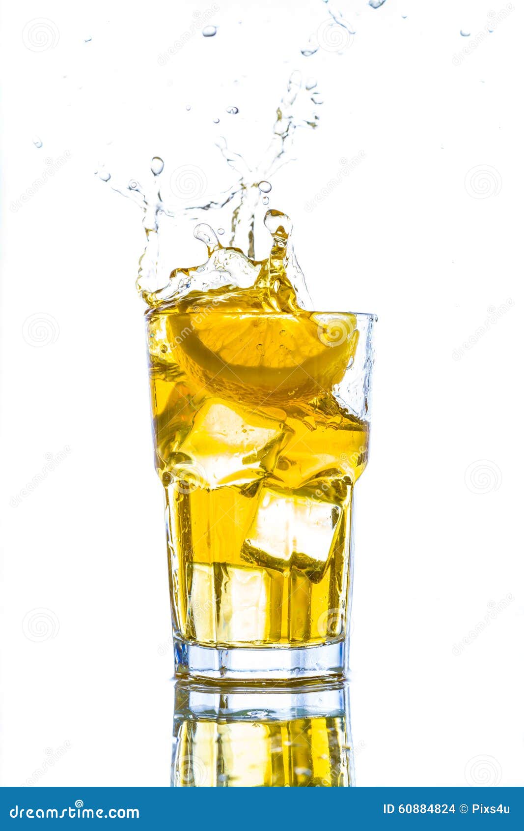 Ice tea with lemon splash stock photo. Image of bubble - 60884824