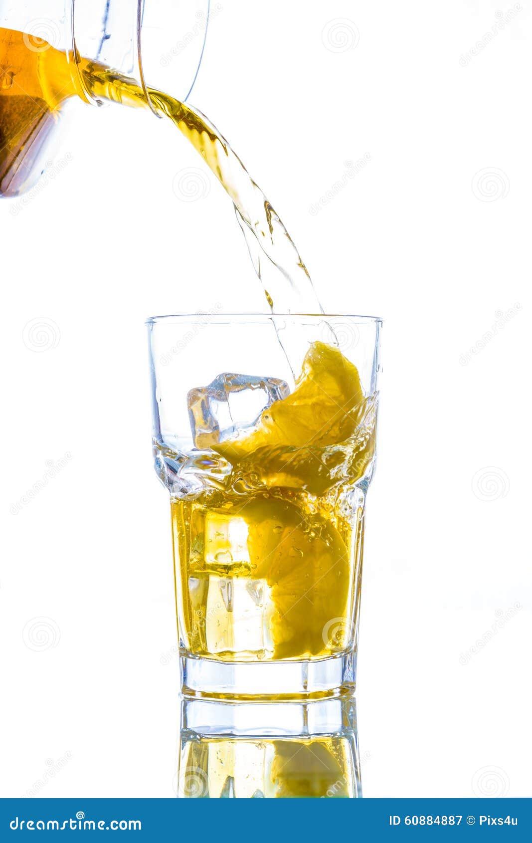 Ice tea with lemon splash stock image. Image of cold - 60884887