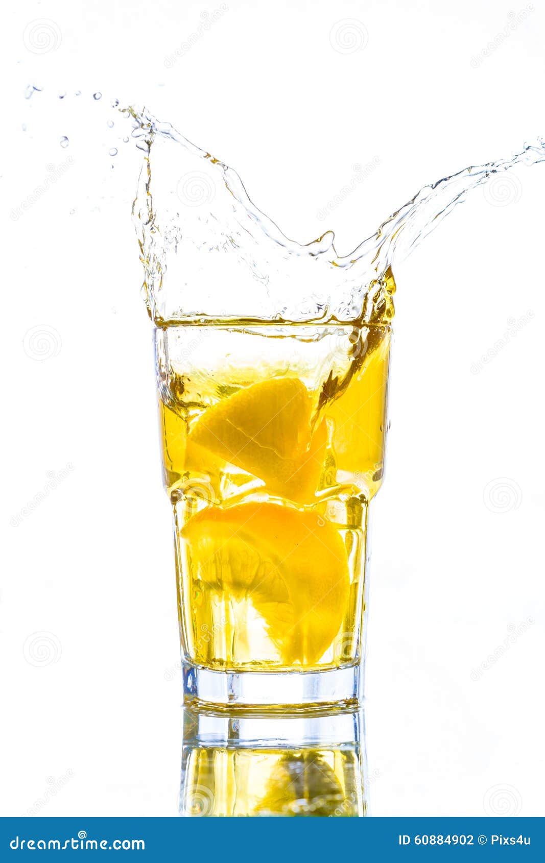 Ice tea with lemon splash stock photo. Image of summer - 60884902