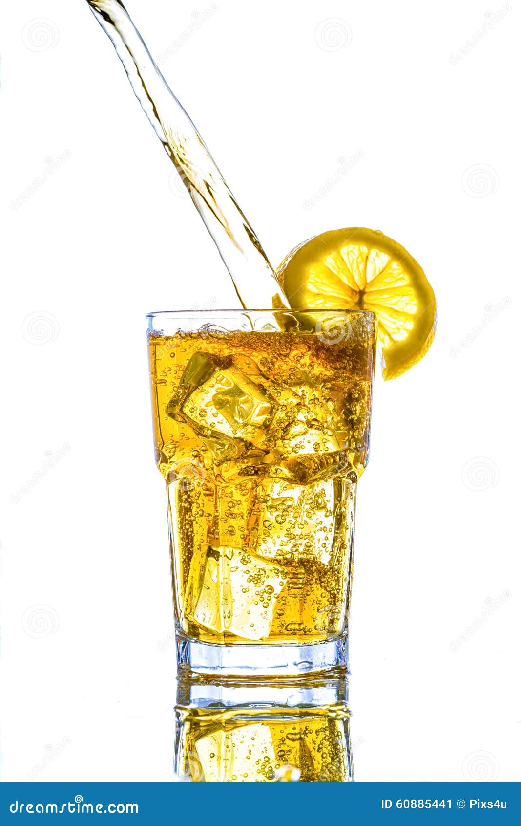 Ice tea with lemon splash stock image. Image of orange - 60885441