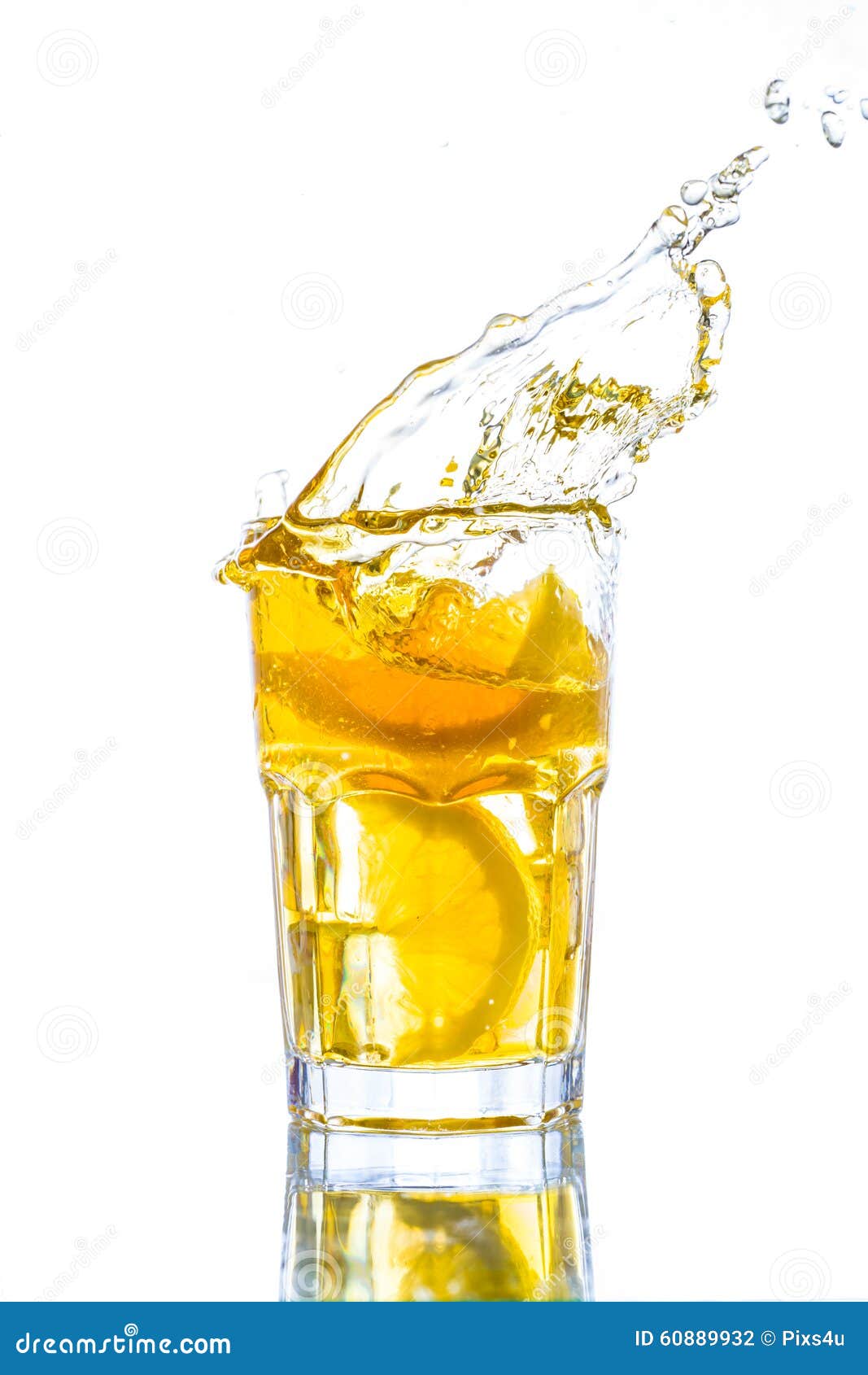 Ice tea with lemon splash stock photo. Image of bubble - 60889932