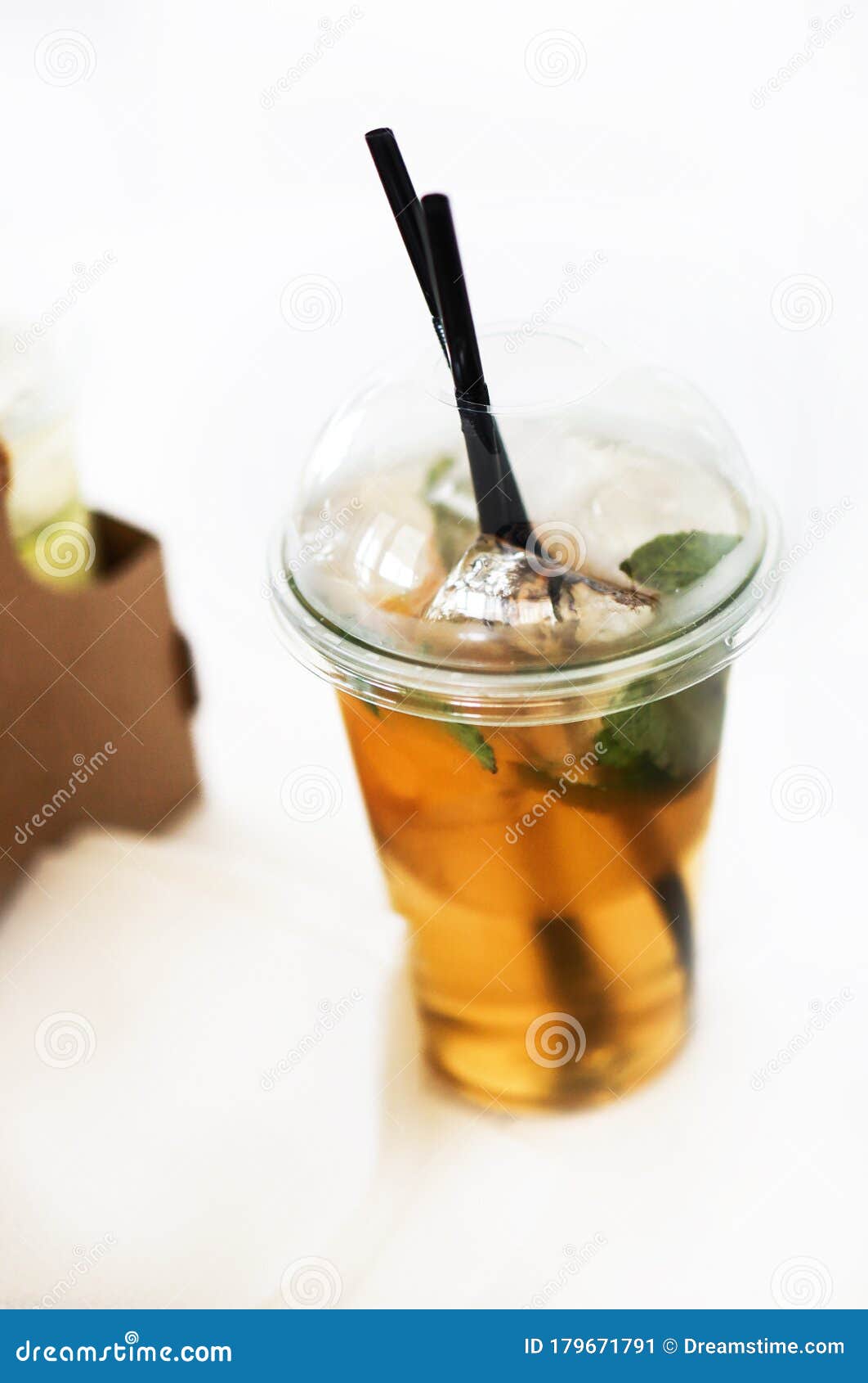 Ice Tea in Plastic Cup on the Table Stock Image - Image of plastic ...