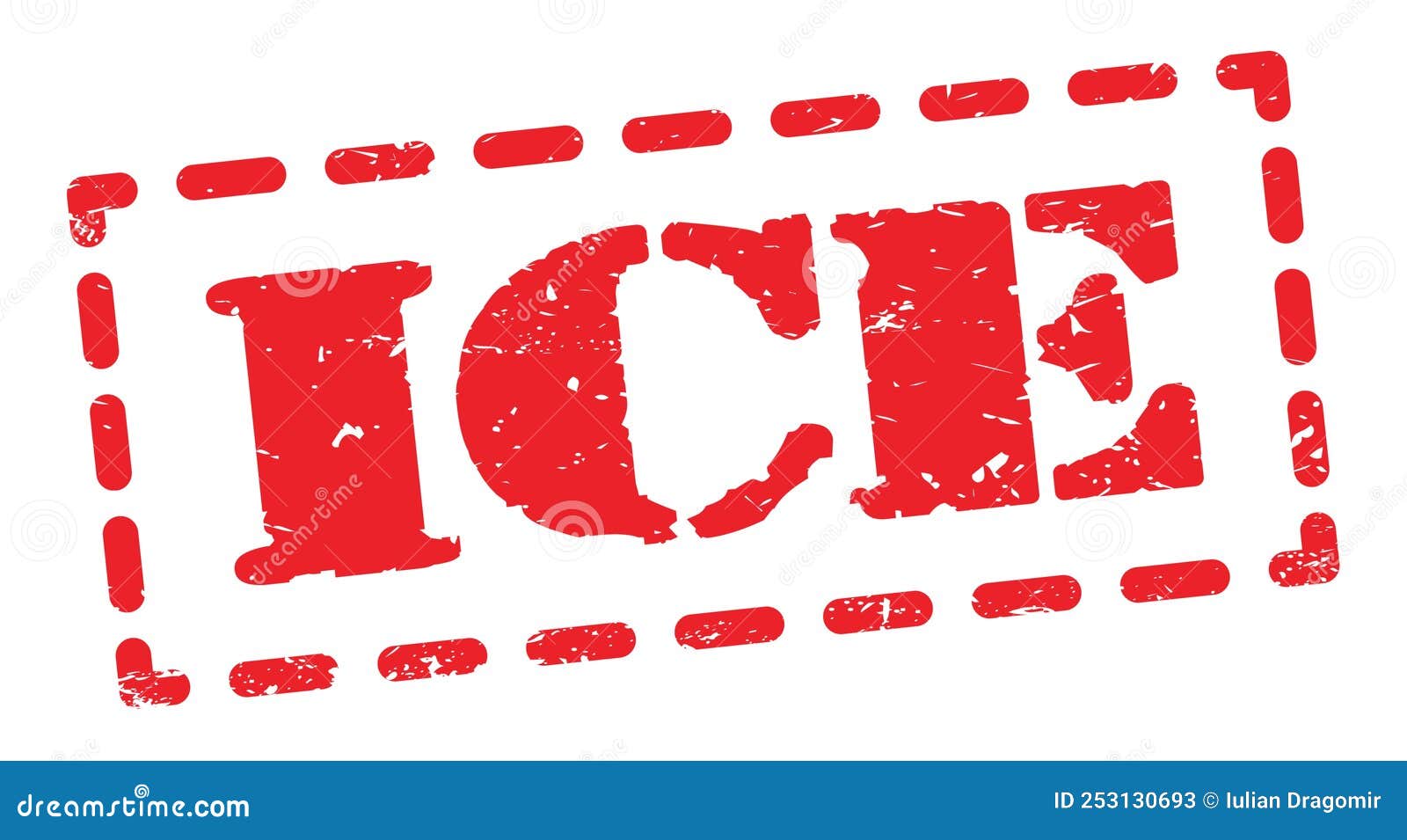 ICE Text Written on Red Stamp Sign Stock Illustration - Illustration of ...