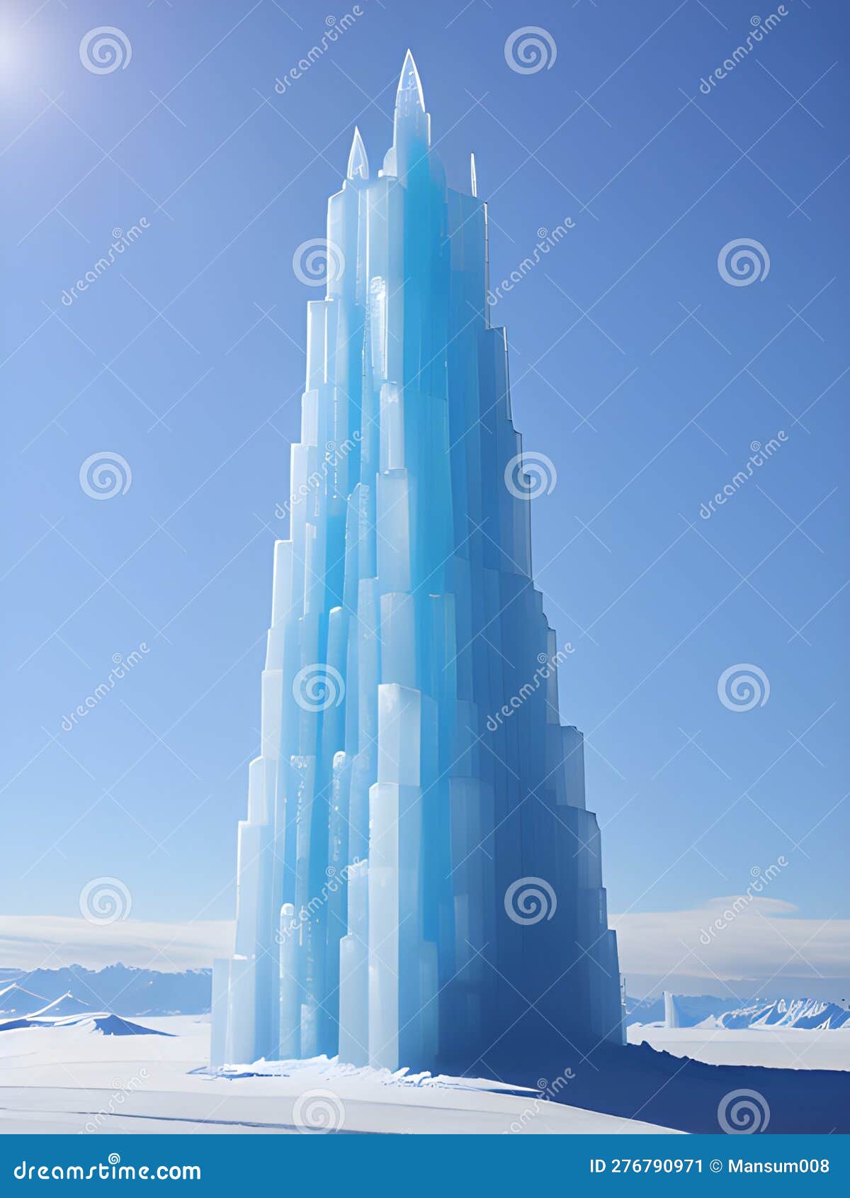 Ice Tower in the Winter Landscape, Ai Generated Stock Illustration ...