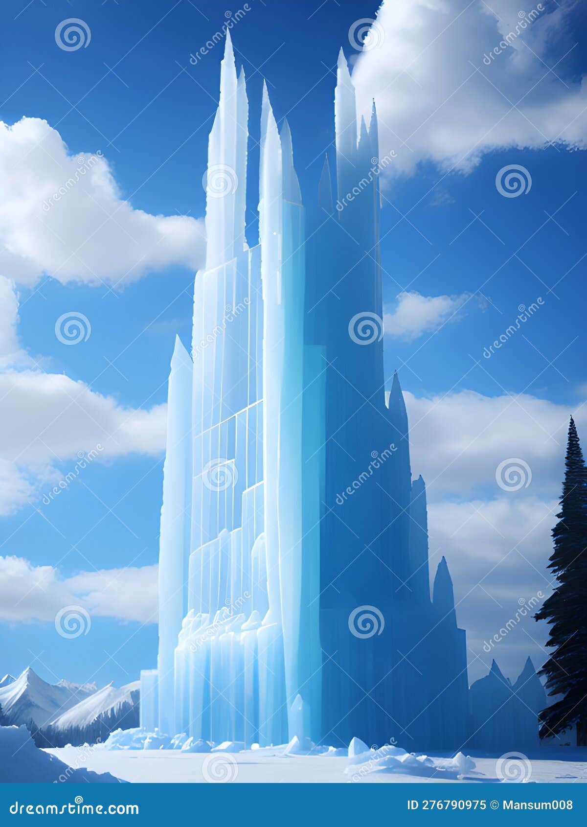 Ice Tower in the Winter Landscape, Ai Generated Stock Illustration ...