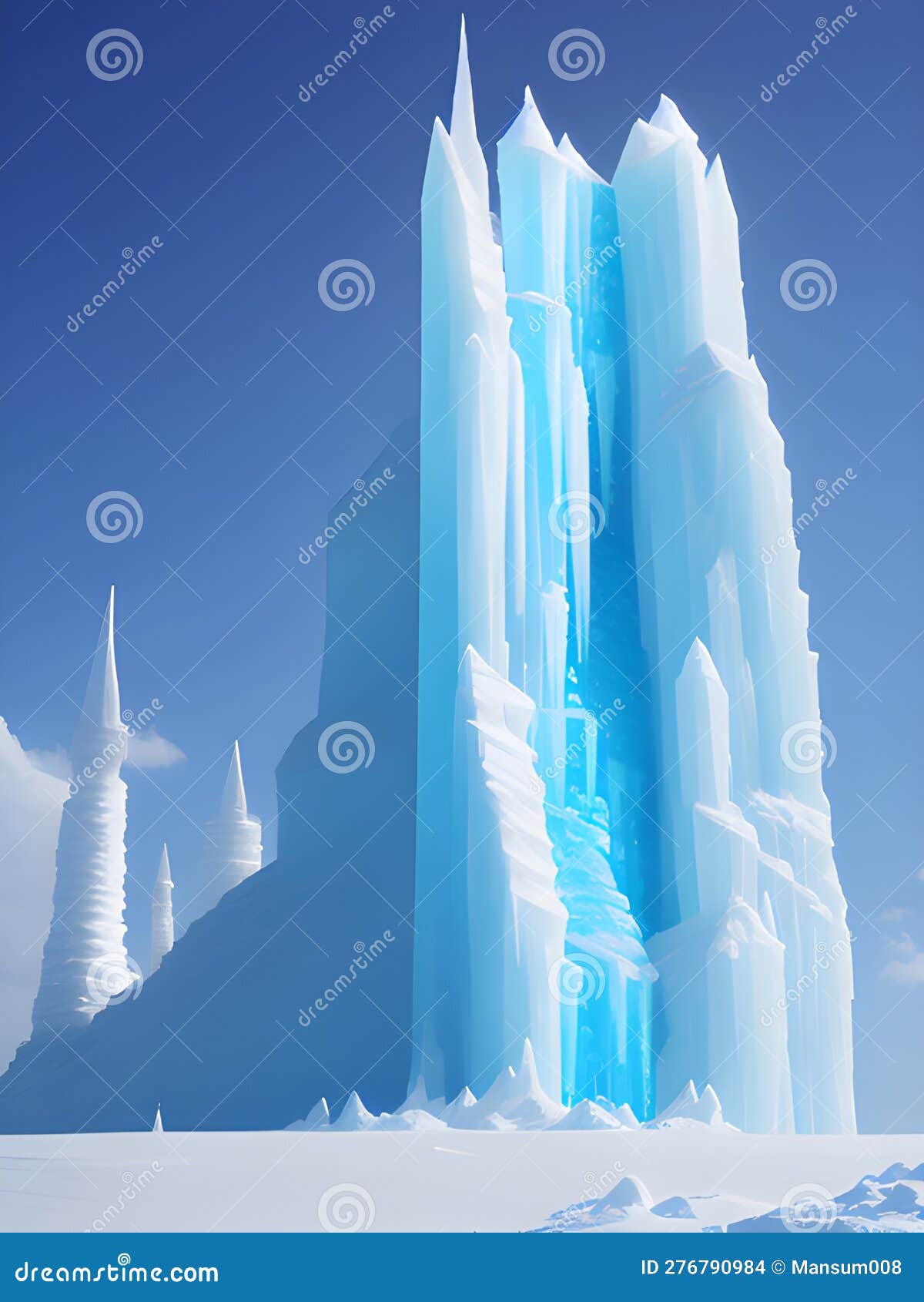 Ice Tower in the Winter Landscape, Ai Generated Stock Illustration ...