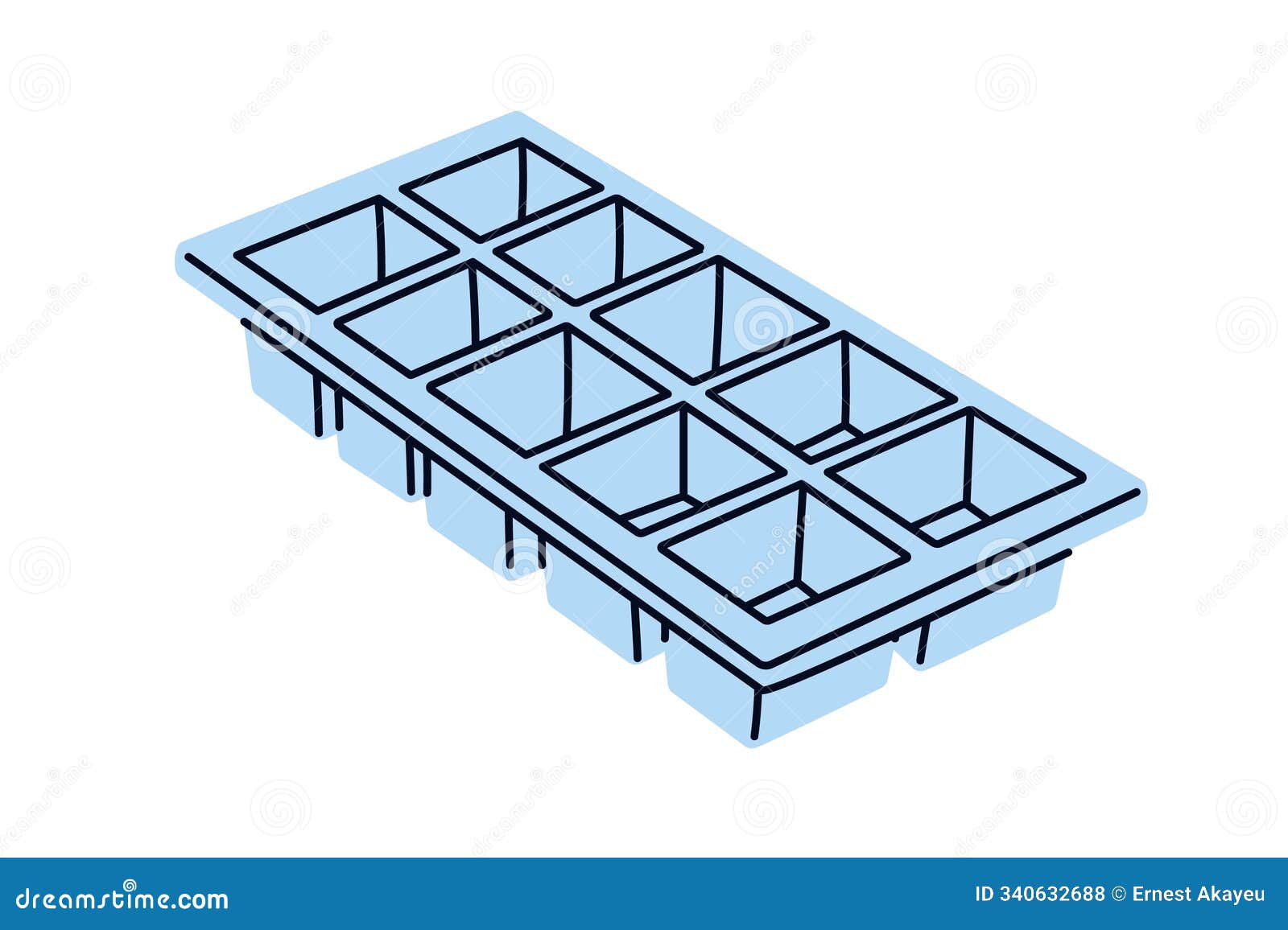 Ice Tray, Mold. Cold Frozen Icy Blocks In Half Empty Silicon Container ...