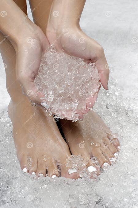 Ice treatment for feet stock image. Image of manicure - 11345817