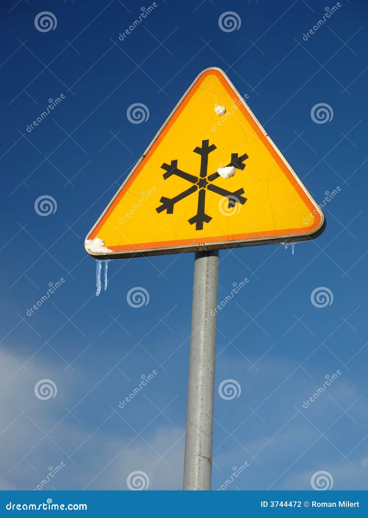 Ice warning sign stock photo. Image of flake, roadsign - 3744472