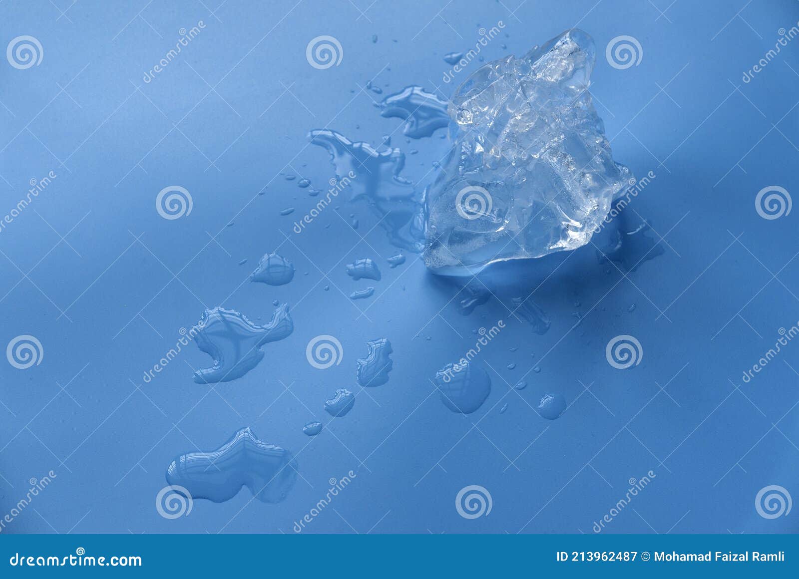 Ice and Water on a Blue Background Stock Image - Image of decoration ...