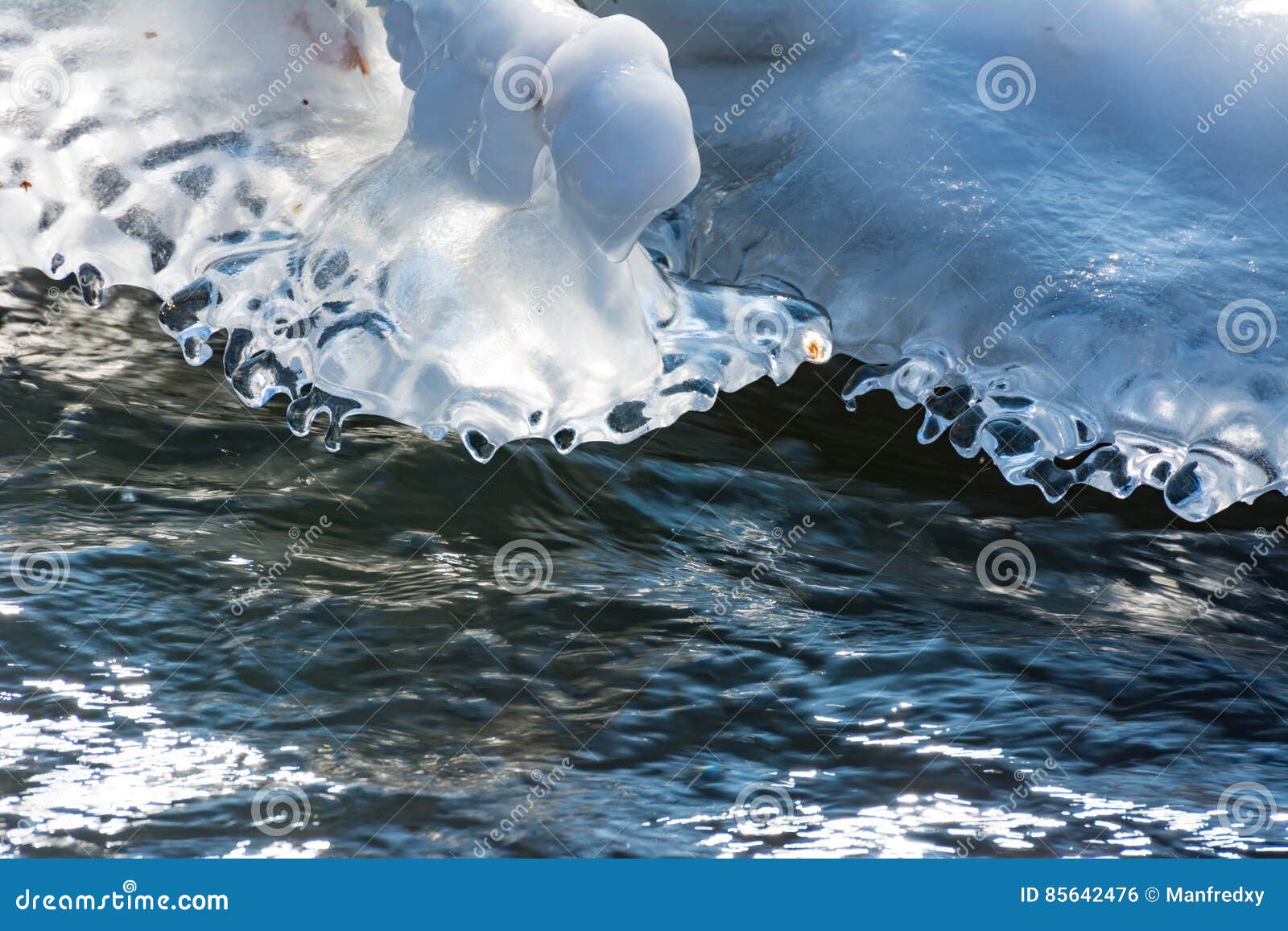 Ice in the Water of a Flowing River Stock Photo - Image of frost, water ...
