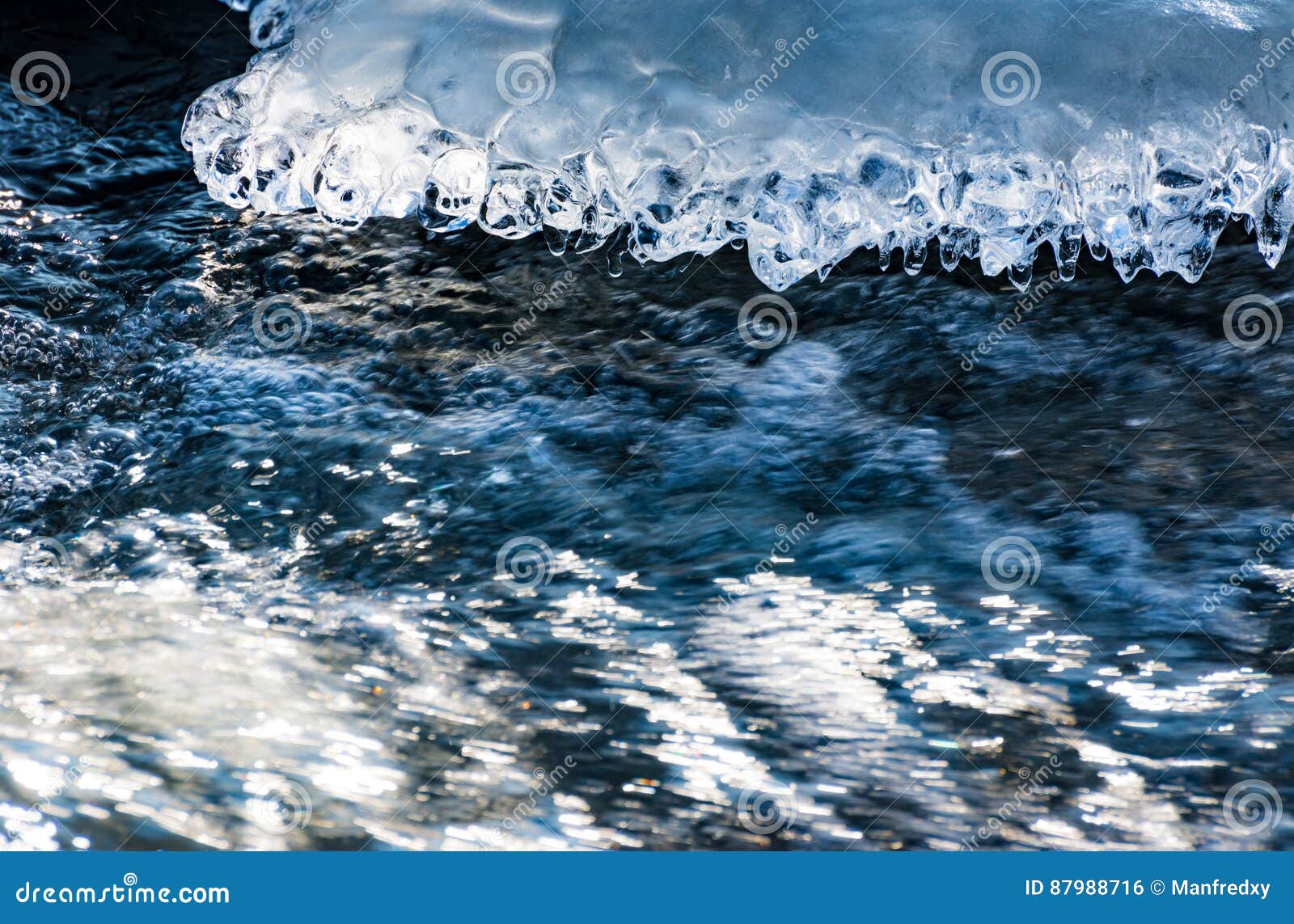 Ice in the Water of a Flowing River Stock Photo - Image of flow, cold ...