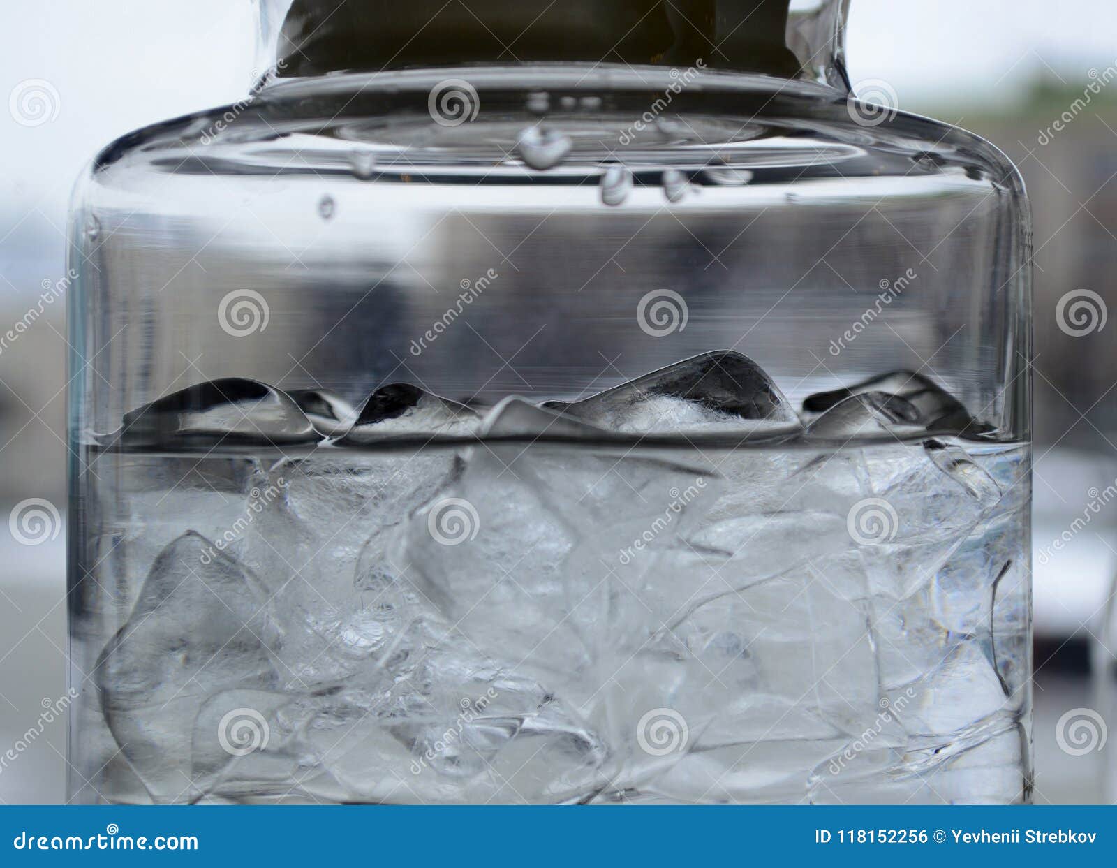 Ice in Water in a Glass Container Stock Photo - Image of natural, soda ...