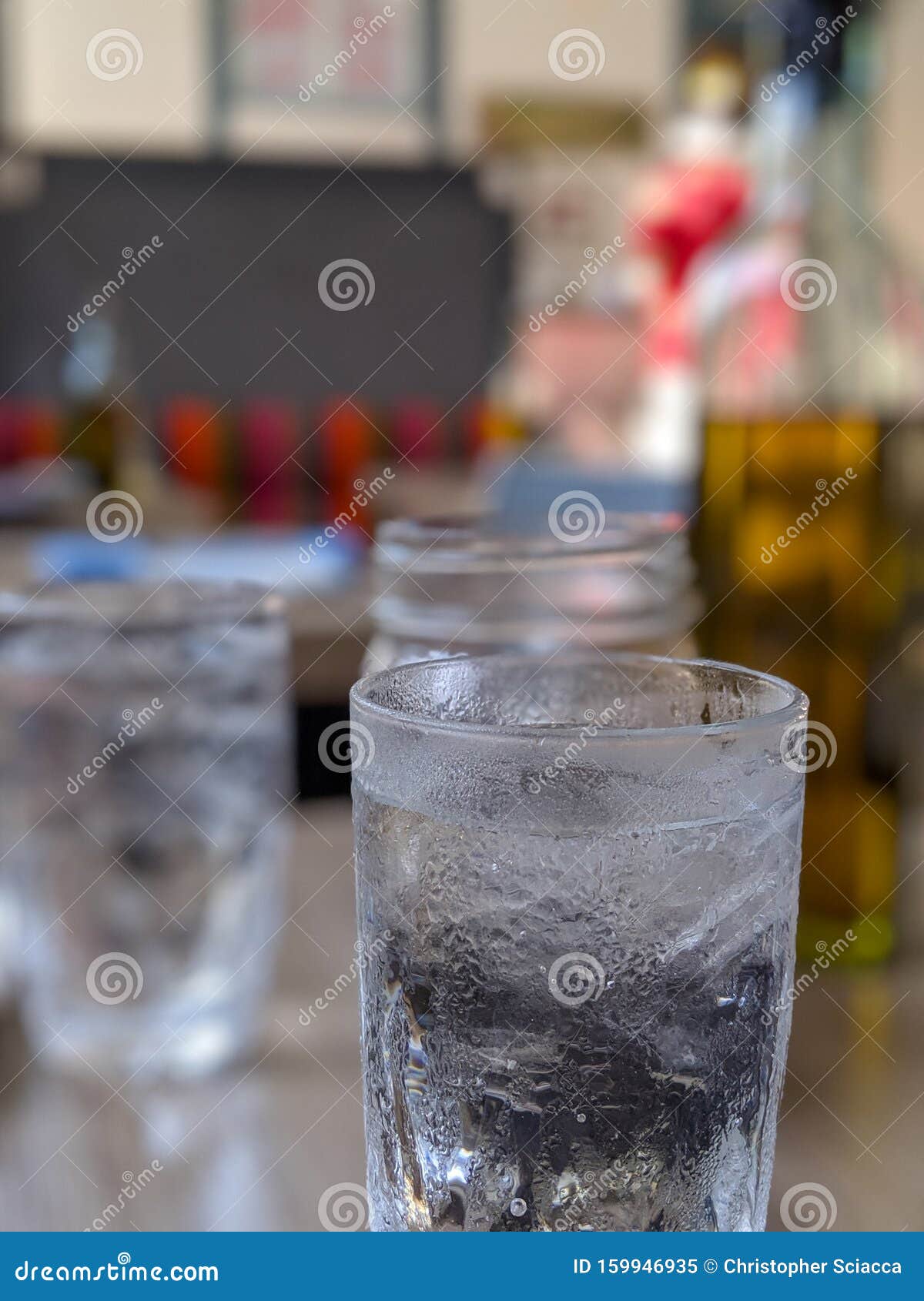 Ice Water Glass Isolated on Table in Restaurant Setting Stock Image ...