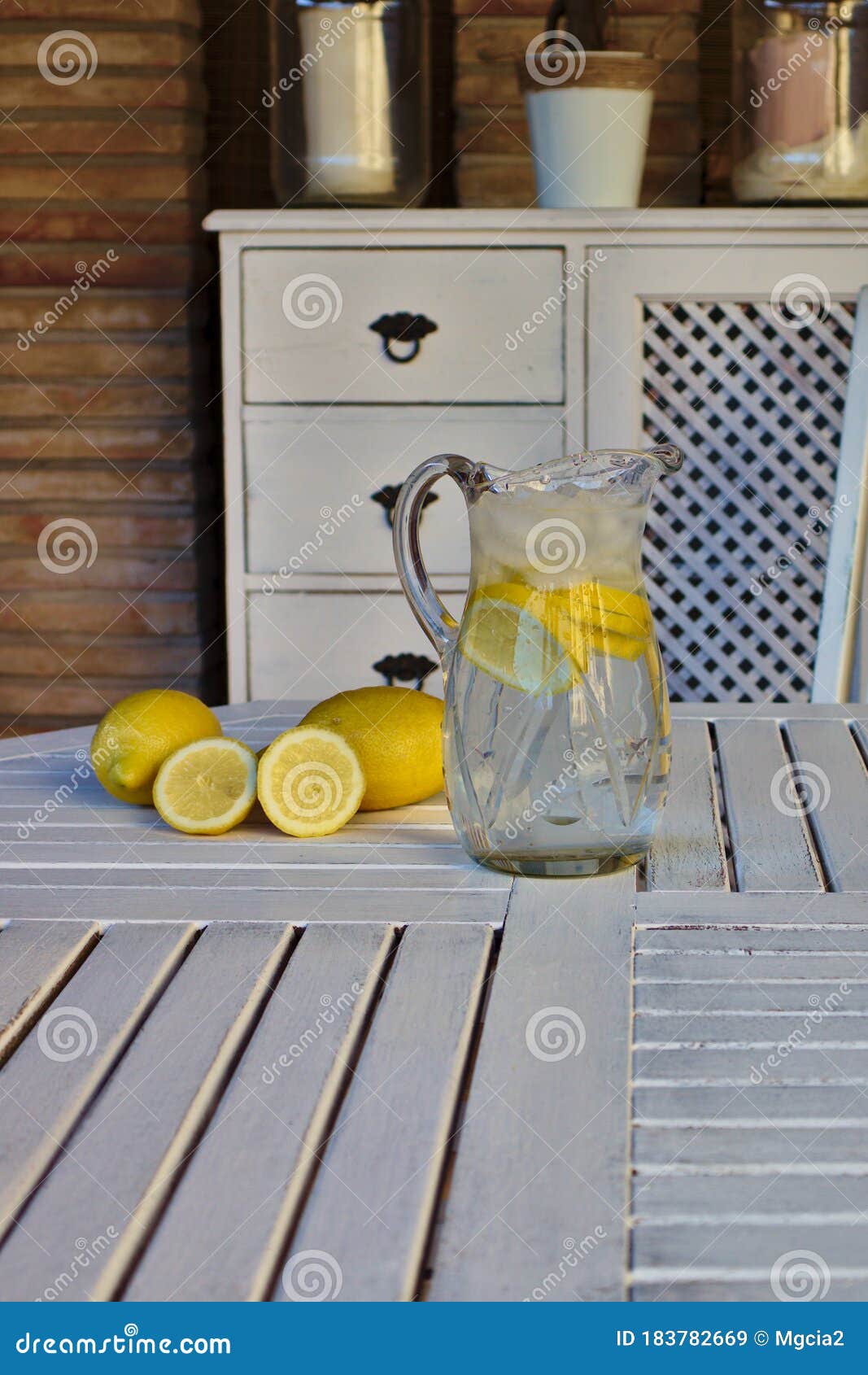 Ice Water with Lemon or Lemonade Very Refreshing in Summer Stock Image ...