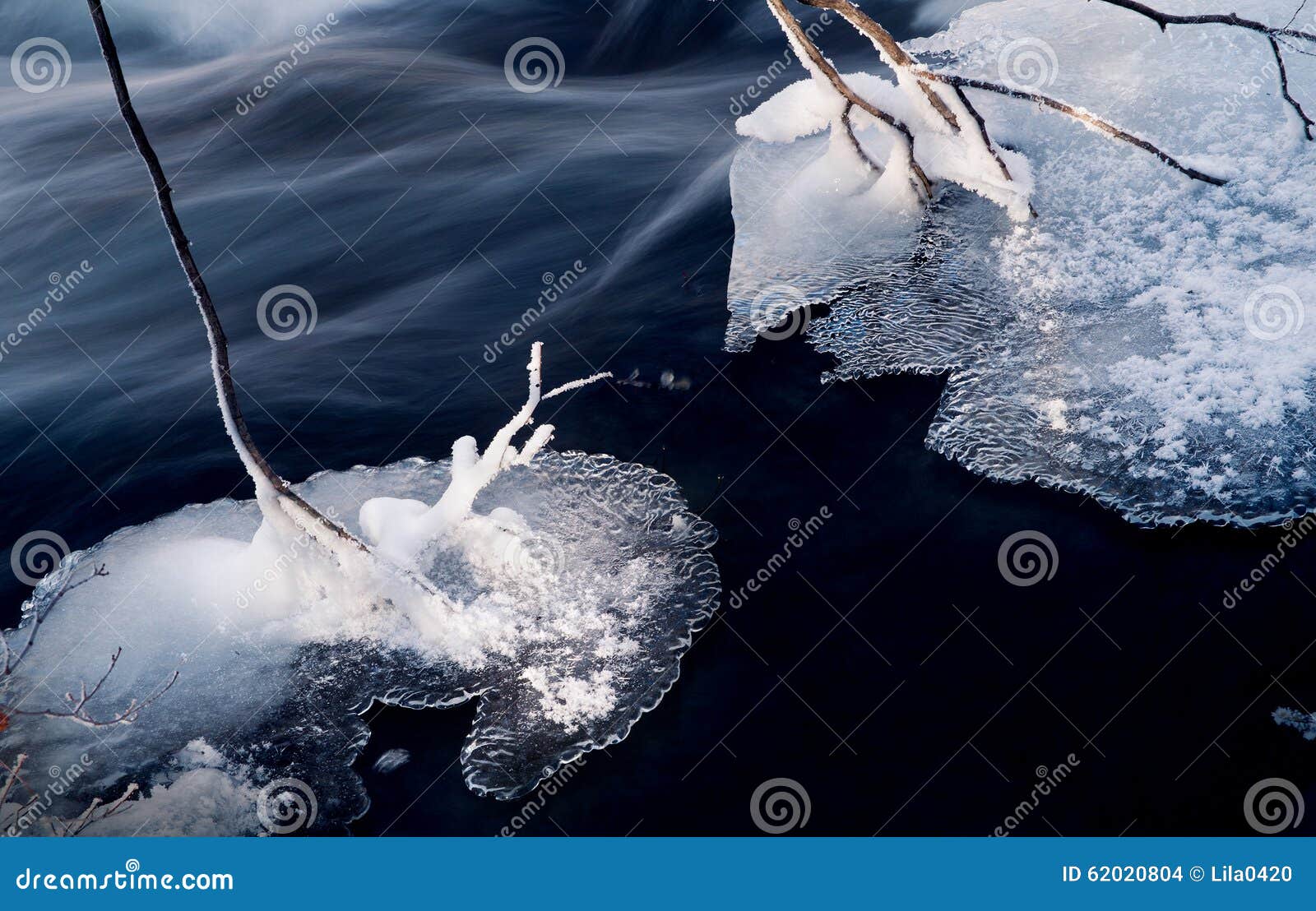 Ice and water in winter stock photo. Image of snow, winter - 62020804