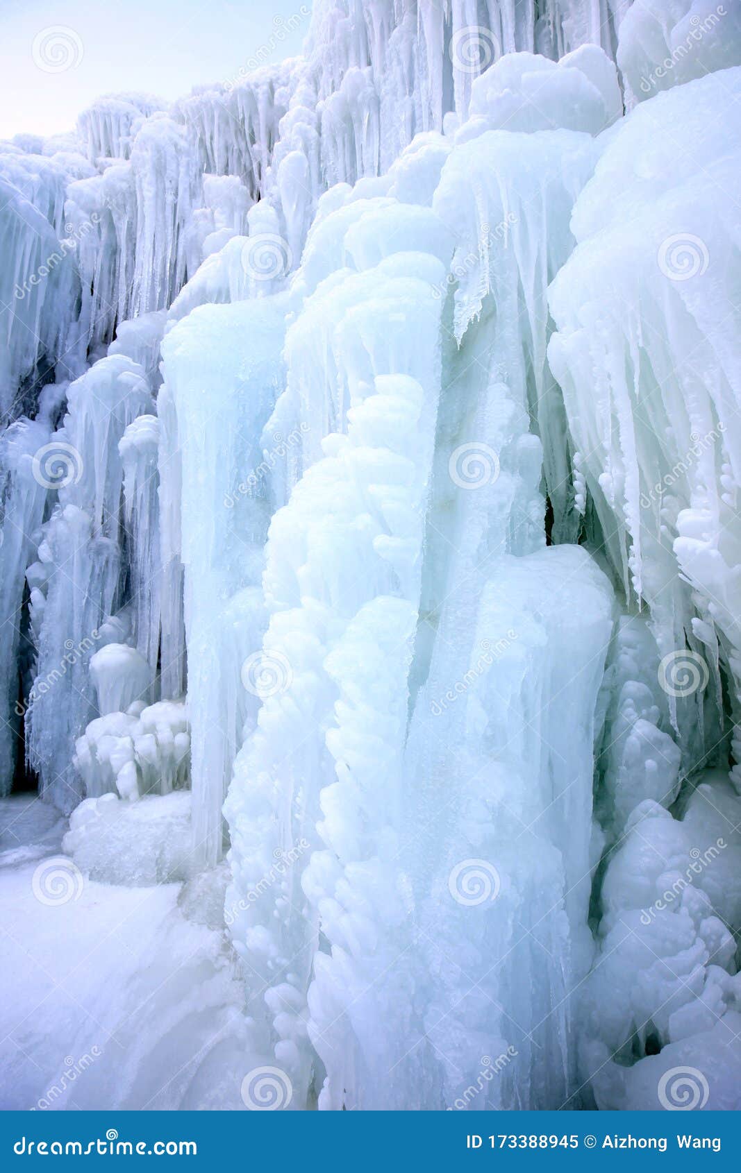 Ice waterfall stock image. Image of icicle, snowy, cold - 173388945