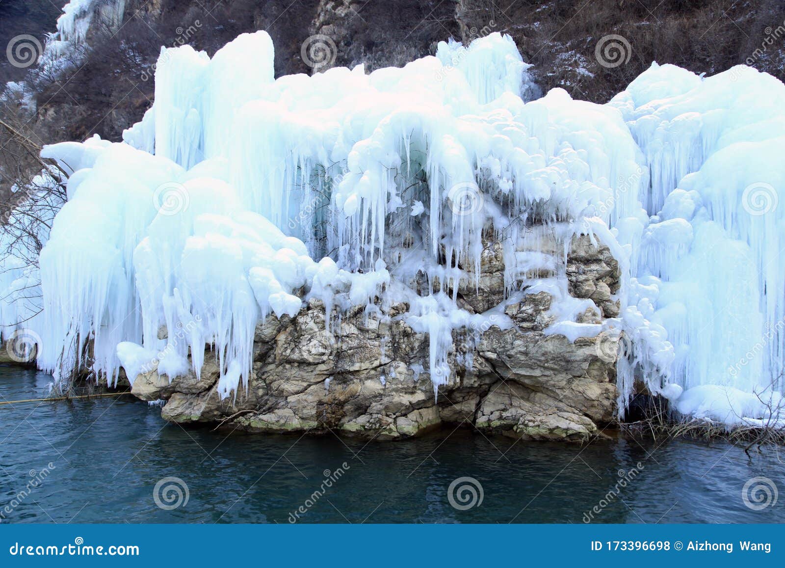 Ice waterfall stock photo. Image of winter, climate - 173396698