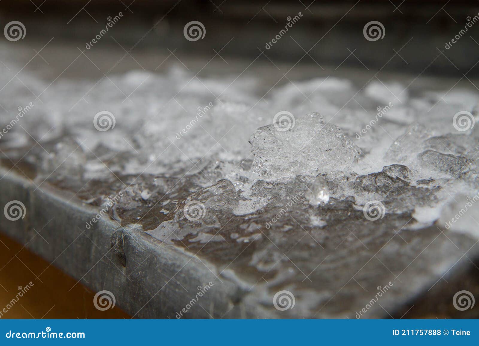 Ice on a window sill stock photo. Image of crate, cold - 211757888