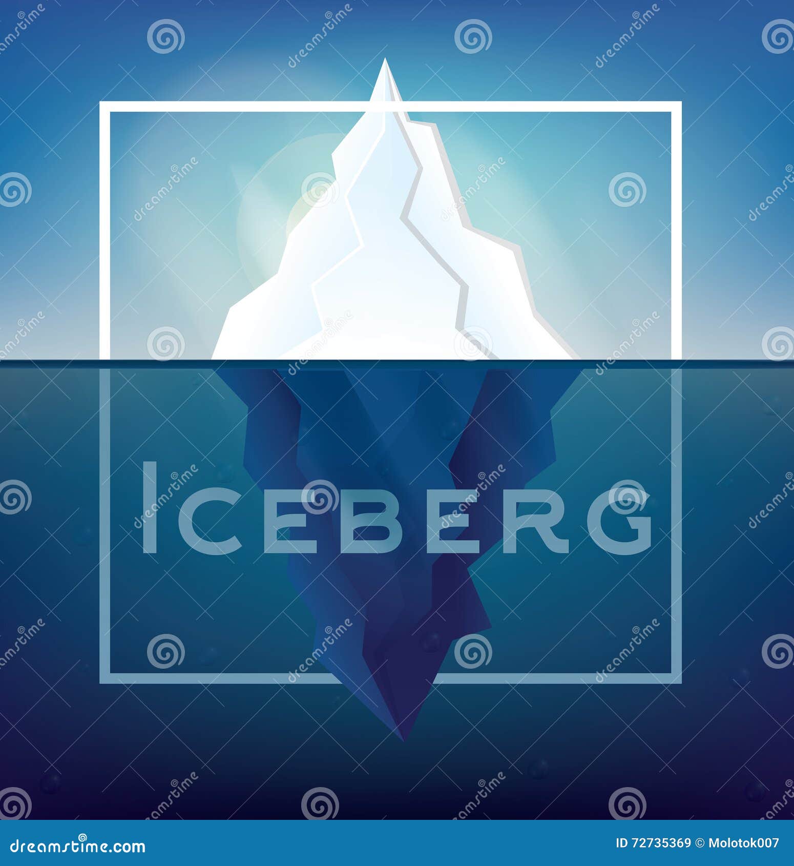 Iceberg on Blue Background with White Frame. Stock Vector ...