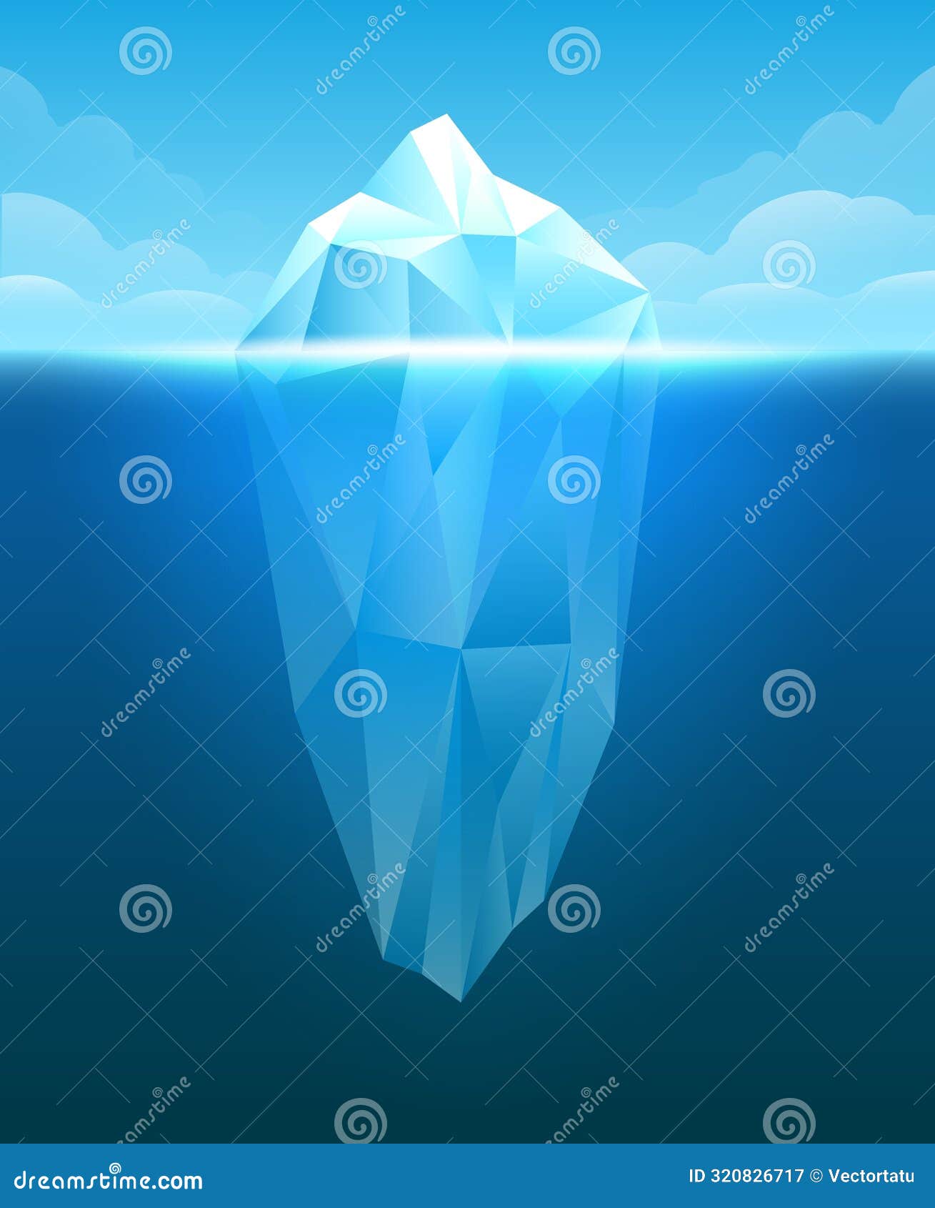 Iceberg in blue ocean stock vector. Illustration of polygon - 320826717