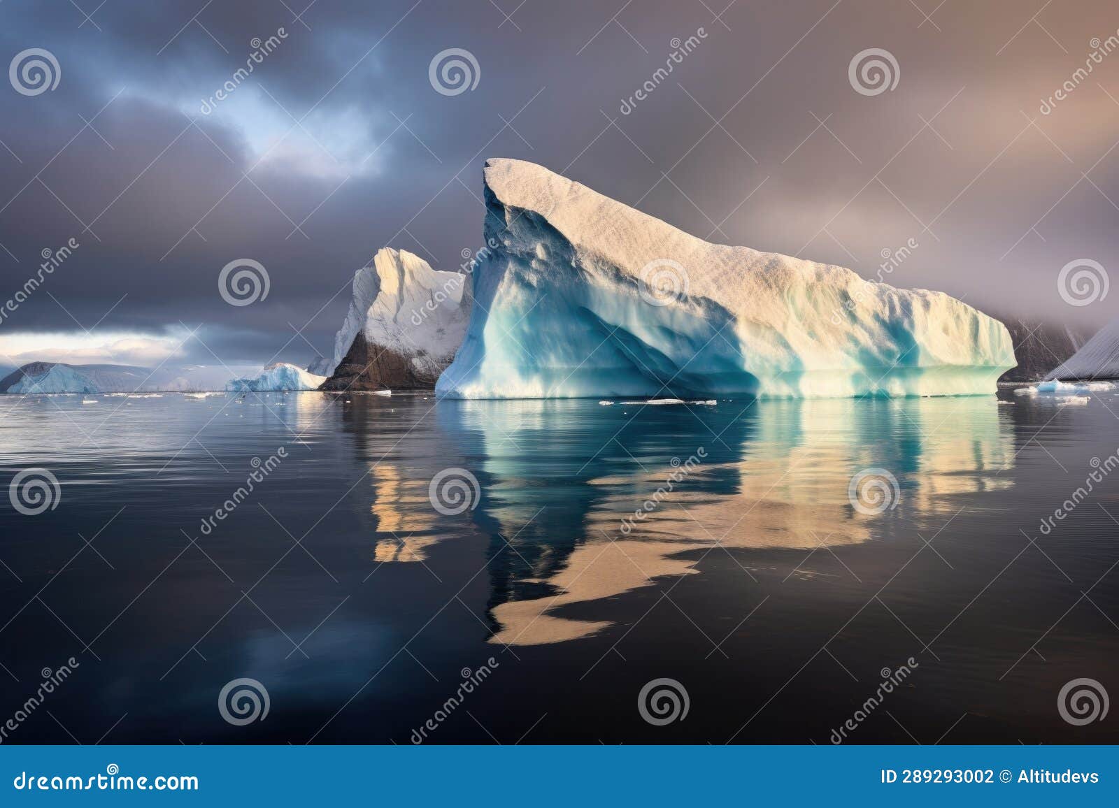 Iceberg Calving with Rainbow Reflecting on Water Stock Photo - Image of ...