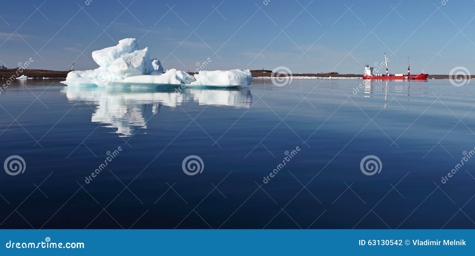 Iceberg and cargo ship stock photo. Image of navigation - 63130542